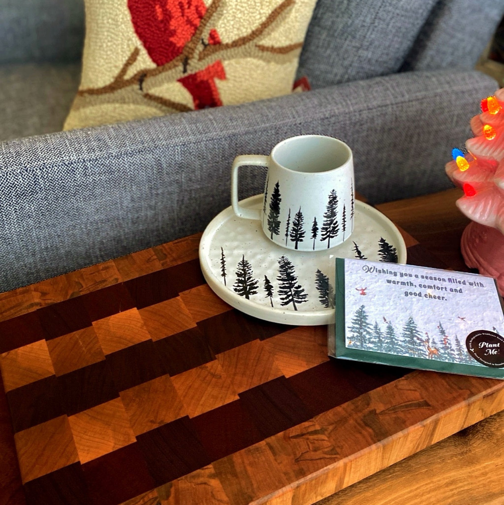 White Evergreen Tree Plate | 8" Stoneware Forest Symphony - Fish On ...